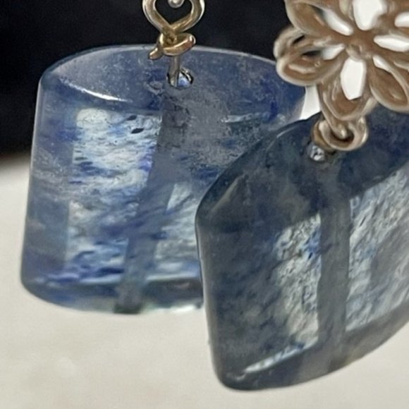 Jewelry | Ethereal Blue And Clear Glass Wisps Hanging From Sterling ...